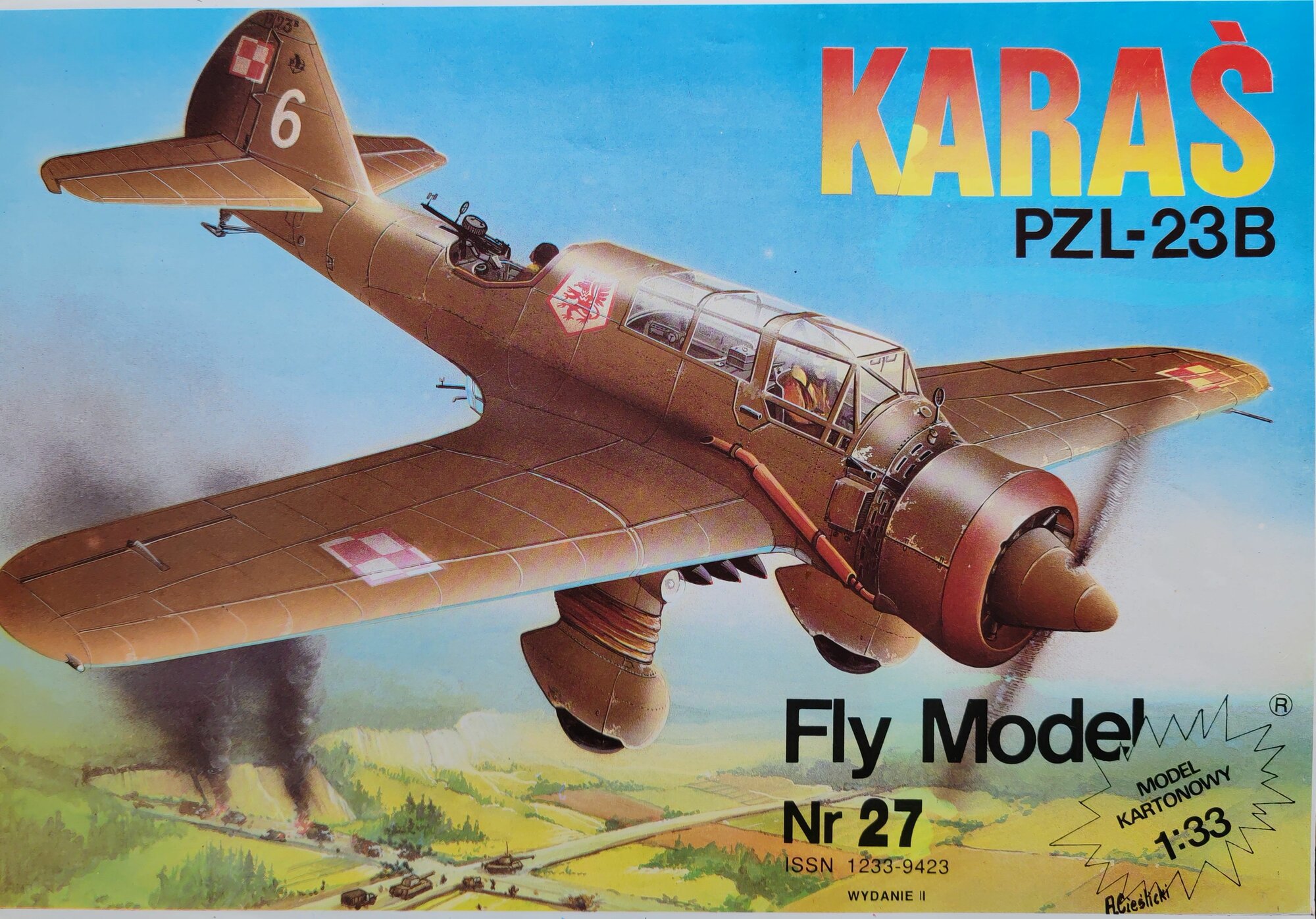 Сборная бумажная модель Самолет Karas PZL-23B - FLY MODEL №27 (журнал)