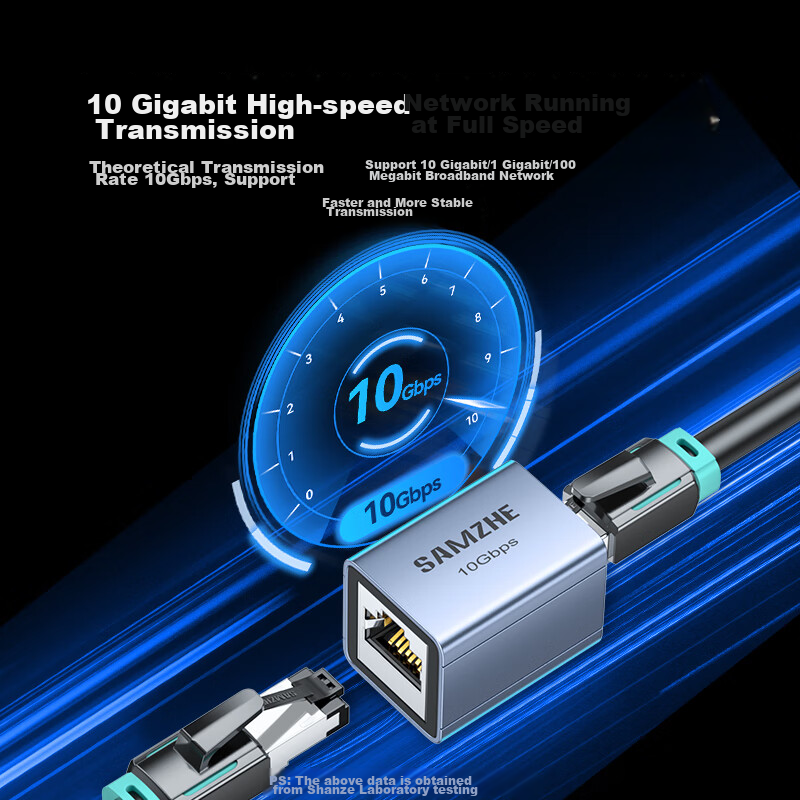 SAMZHE Network Cable Adapter Connector, Aluminum Alloy 10 Gigabit Shielded Network Extender, RJ45 Cable Straight-Through Connector Crystal Head Network Module, Compatible with Cat5/6/7 Network Cables, Single Piece