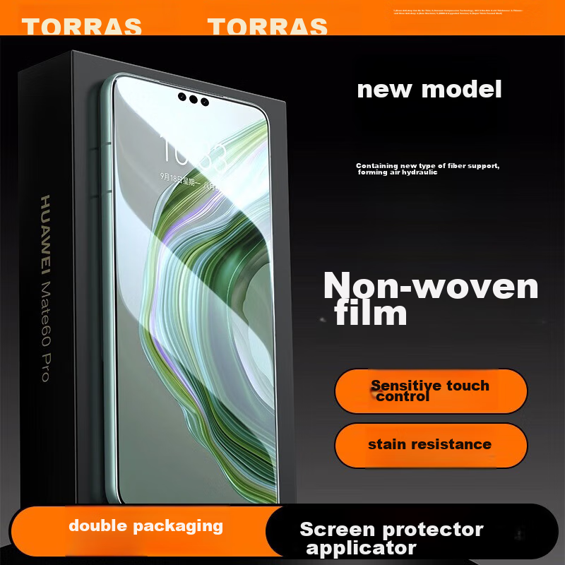TORRAS [Official Authentic Product | Double Pack] Full Adhesive Pro+ Hydrogel Film for Huawei Mate60Pro, Anti-Fingerprint, Shatterproof, Non-Tempered Glass Film for RS Master