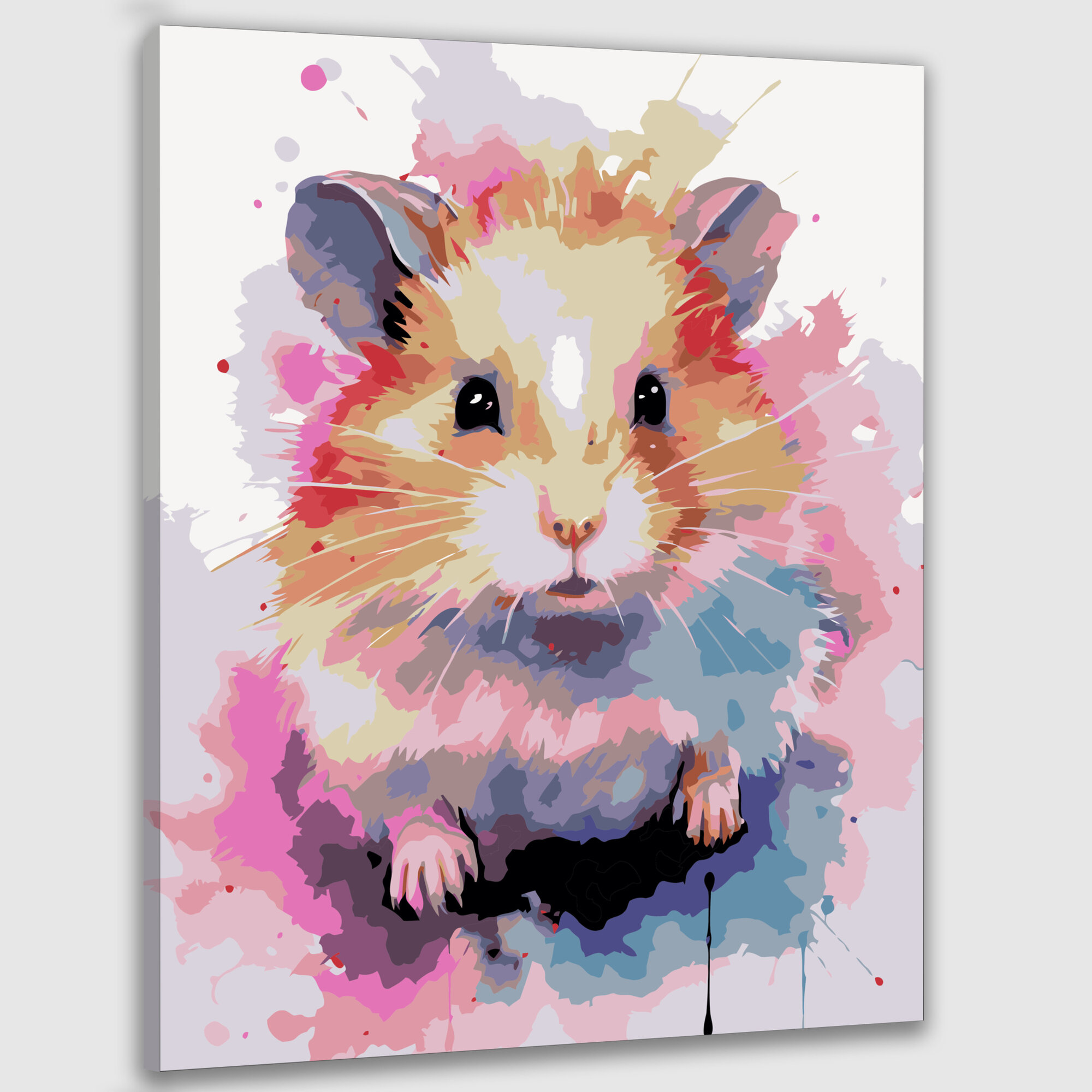 Картина по номерам 40x50 см, акварельная иллюстрация, хомячок, яркая палитра, игривая индивидуальность