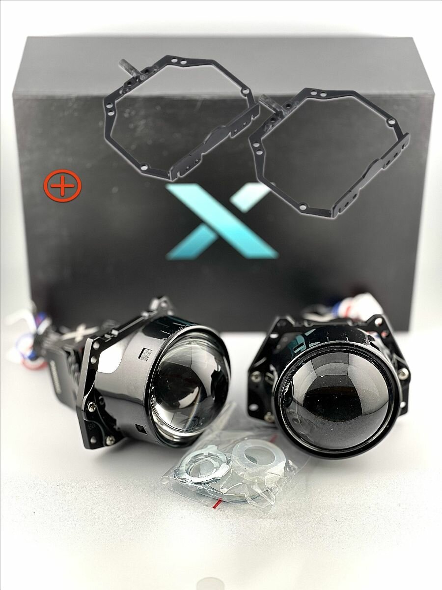 Линзы Bi Led DXL YH3 для Mazda 6 GJ 2012-2015 c AFS (линзы + рамки) 3.0 дюйма светодиодные ближнего и дальнего света в автомобильные фары / комплект 2шт