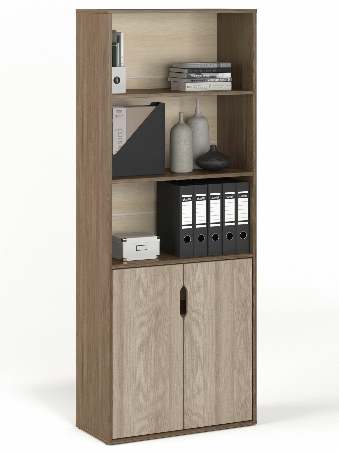 Стеллаж МагМебель Б26 ясень тёмный + ясень светлый