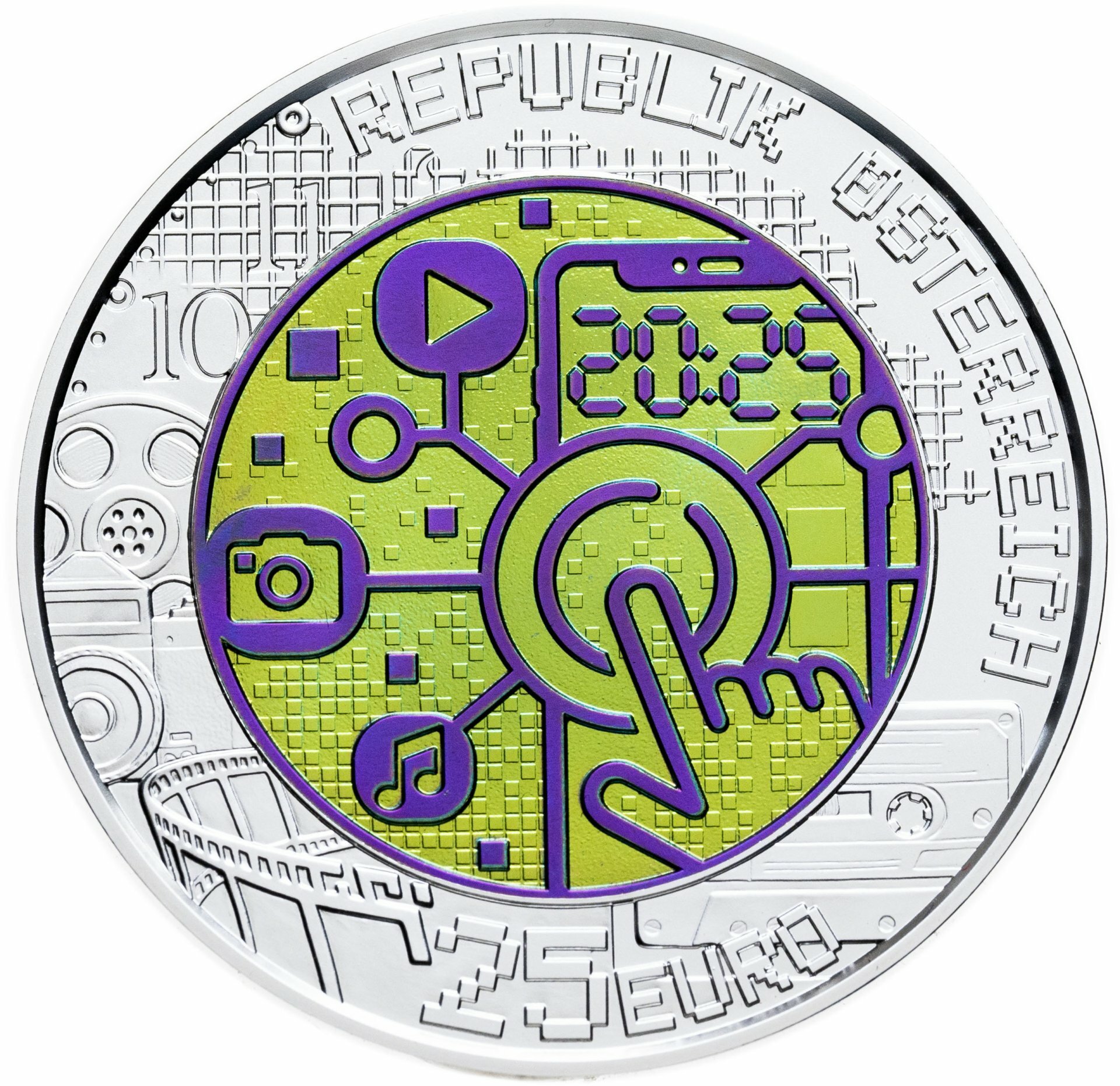 Австрия 25 евро 2025 Цифровизация, Серебро 900, в сохранности BUNC