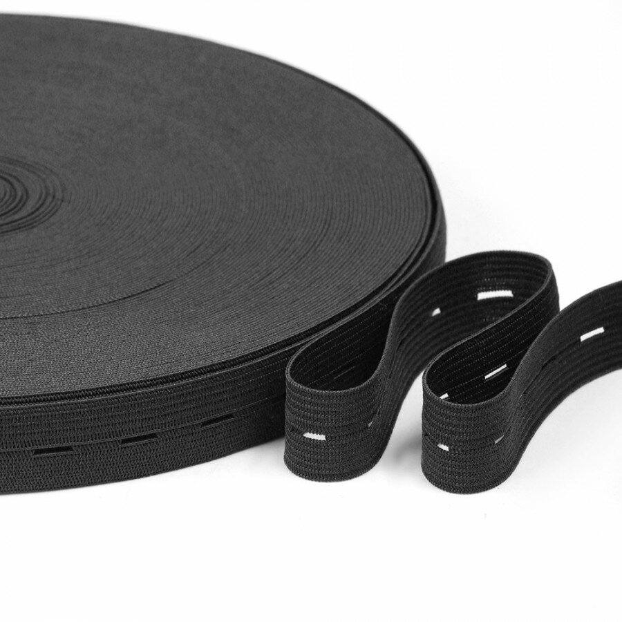 Резинка TBY вязаная перфорированная шир.20мм цв. черный уп.40м