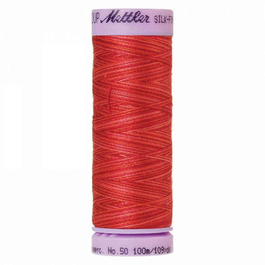 Нить для машинного квилтинга SILK-FINISH MULTI COTTON 50, 100 м 9848 Strawberry