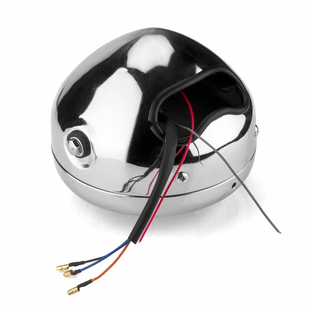 Фары мотоцикла, Ретро светодиодная фара для мотоцикла 6.5 дюймов - серебристая - без хомута