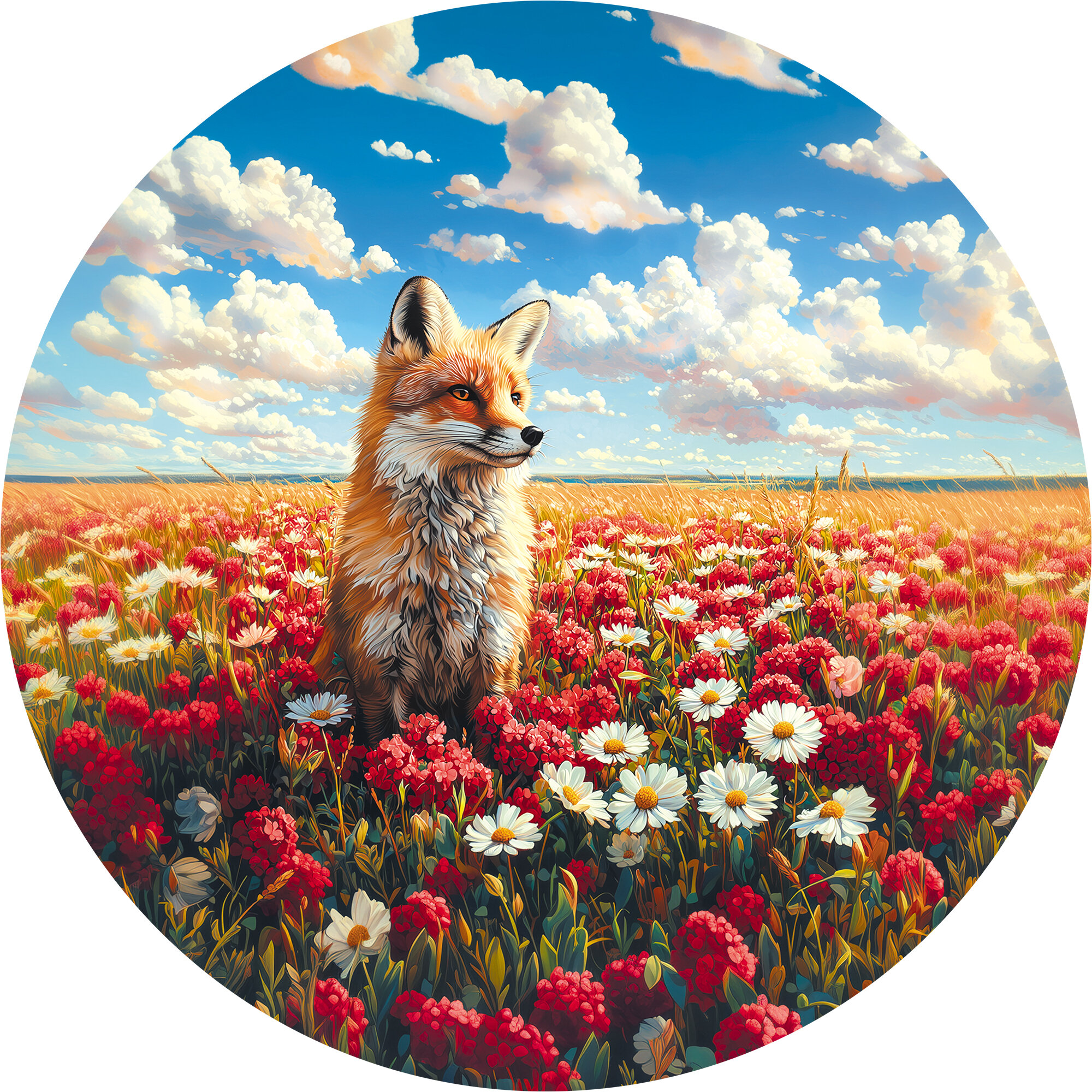 Деревянный пазл "Лиса в цветах", 30см, 220 деталей, коллекция "Русская природа"