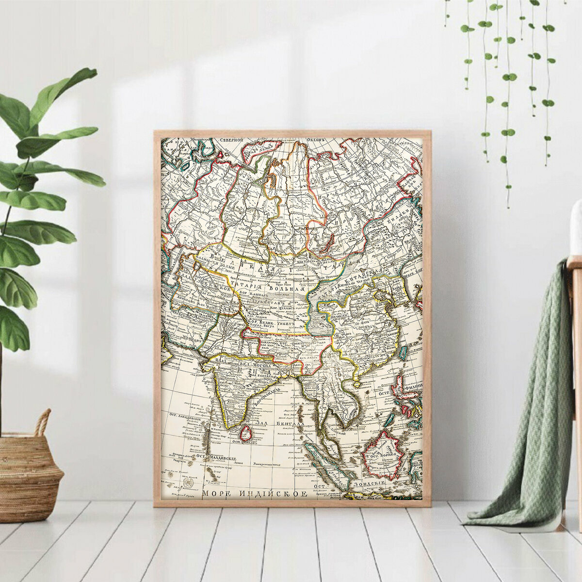 Постер "Старинная карта" без рамы 40x50 см на стену для интерьера