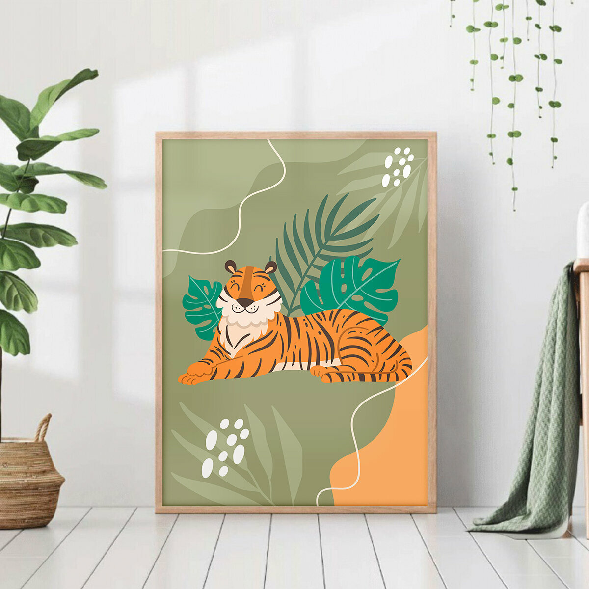 Постер "Тигр для детской" 40x50 без рамки на стену для интерьера