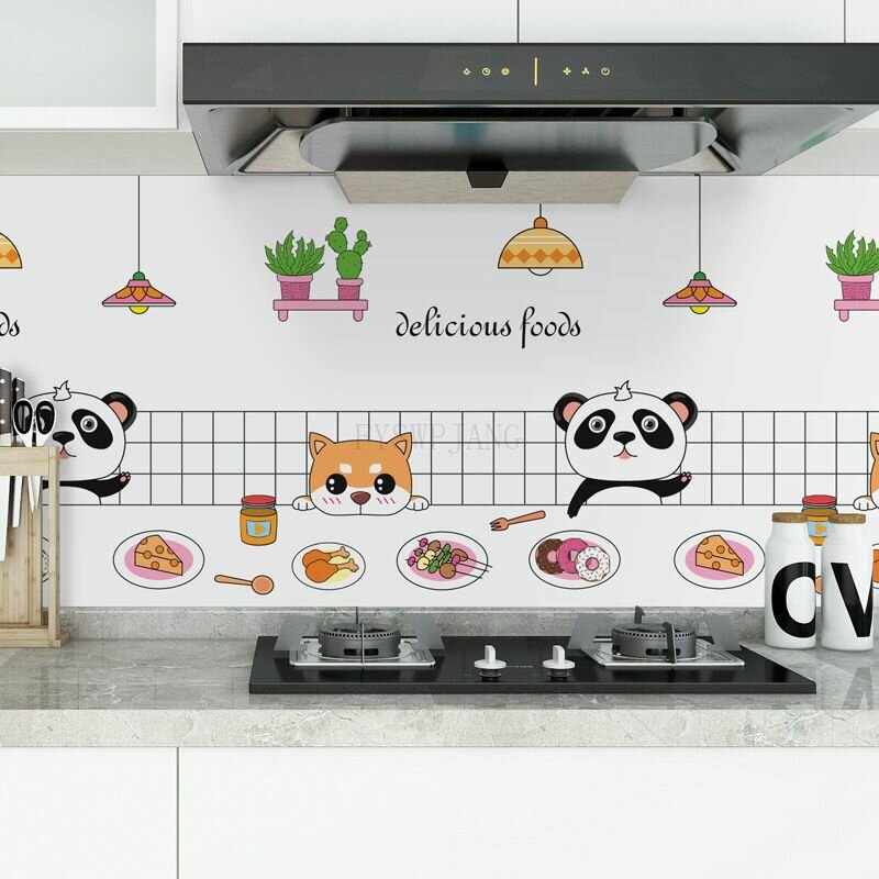 Утолщенные самоклеящиеся ПЭТ-наклейки для кухни, маслостойкие, 50 см*5 м, устойчивы к высоким температурам и легко моются, обои для ремонта стен шкафов и плит