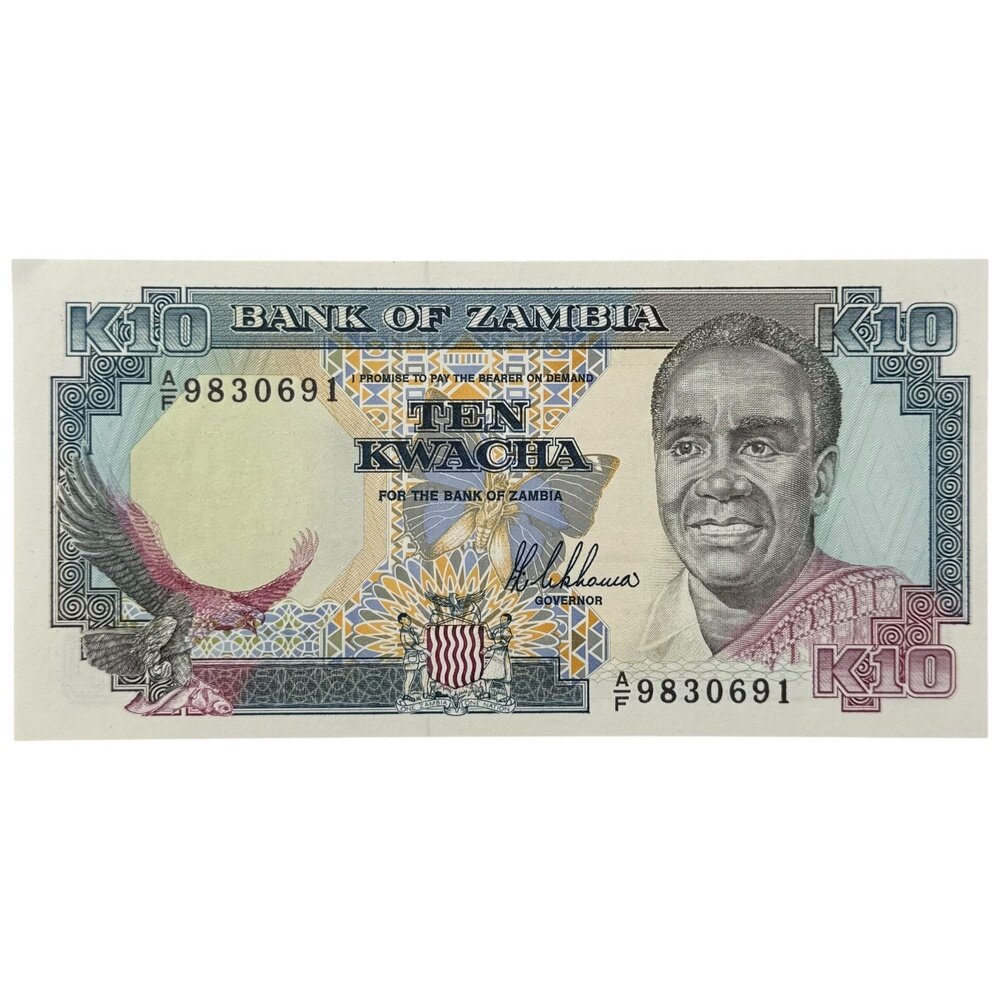 Замбия 10 квач 1989 г. (Подпись Francis Xavier Nkhoma) (Серия A-F)