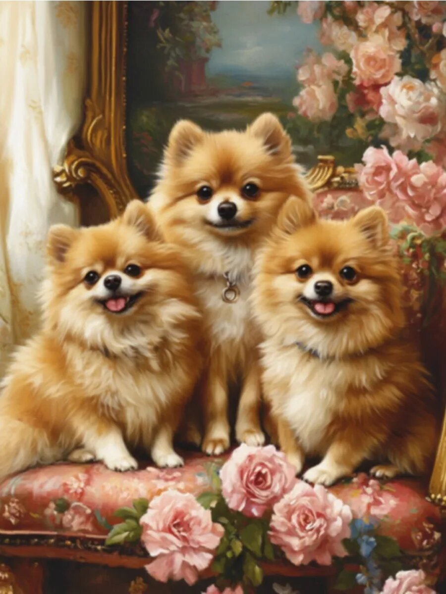 Картина по номерам шпицы в цветах 40х50