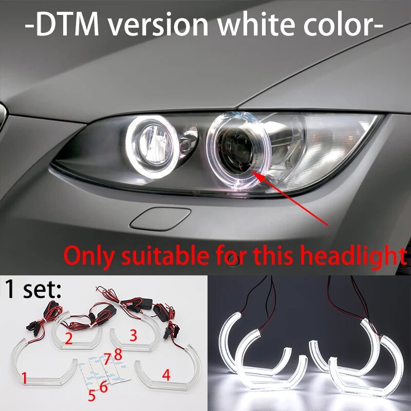 Светодиодный хрустальный светильник Angel eyes Cut Style DRL DTM U Shape Light 6000K Белый желтый для BMW 3 серии E90 E91 E92 E93 M3 2005-2012