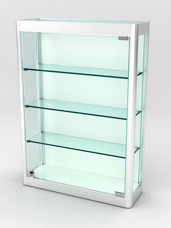 Витрина из профиля настенная "вайб ИКС" №2-3П-ДСП-170 (задняя стенка ДСП), Белый