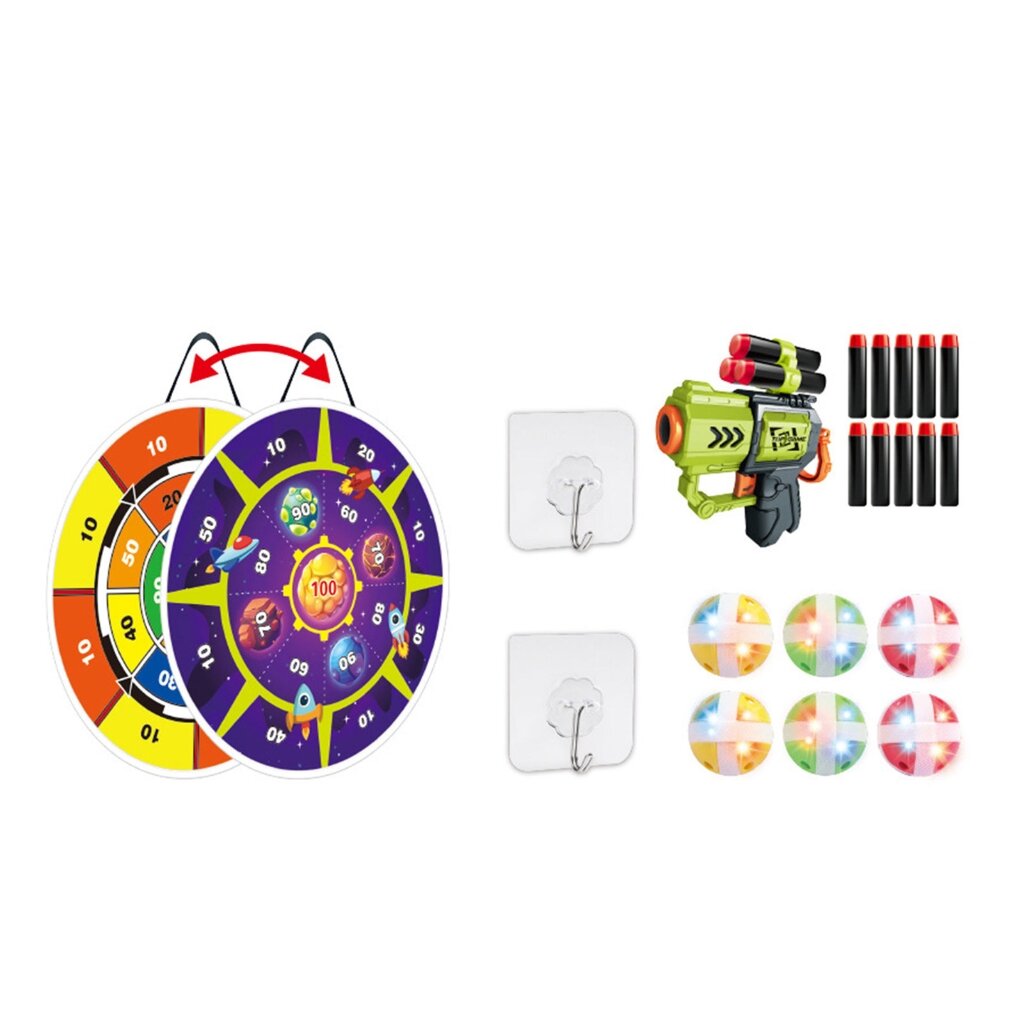 Уличные игрушки, Детский мишень для стрельбы с липкими мячами и подсветкой, мягкий стрелковый пистолет - двусторонний космос - 1, 1 коробка