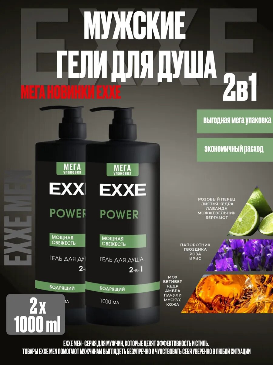 Набор гелей для душа 2 штуки по 1000 мл