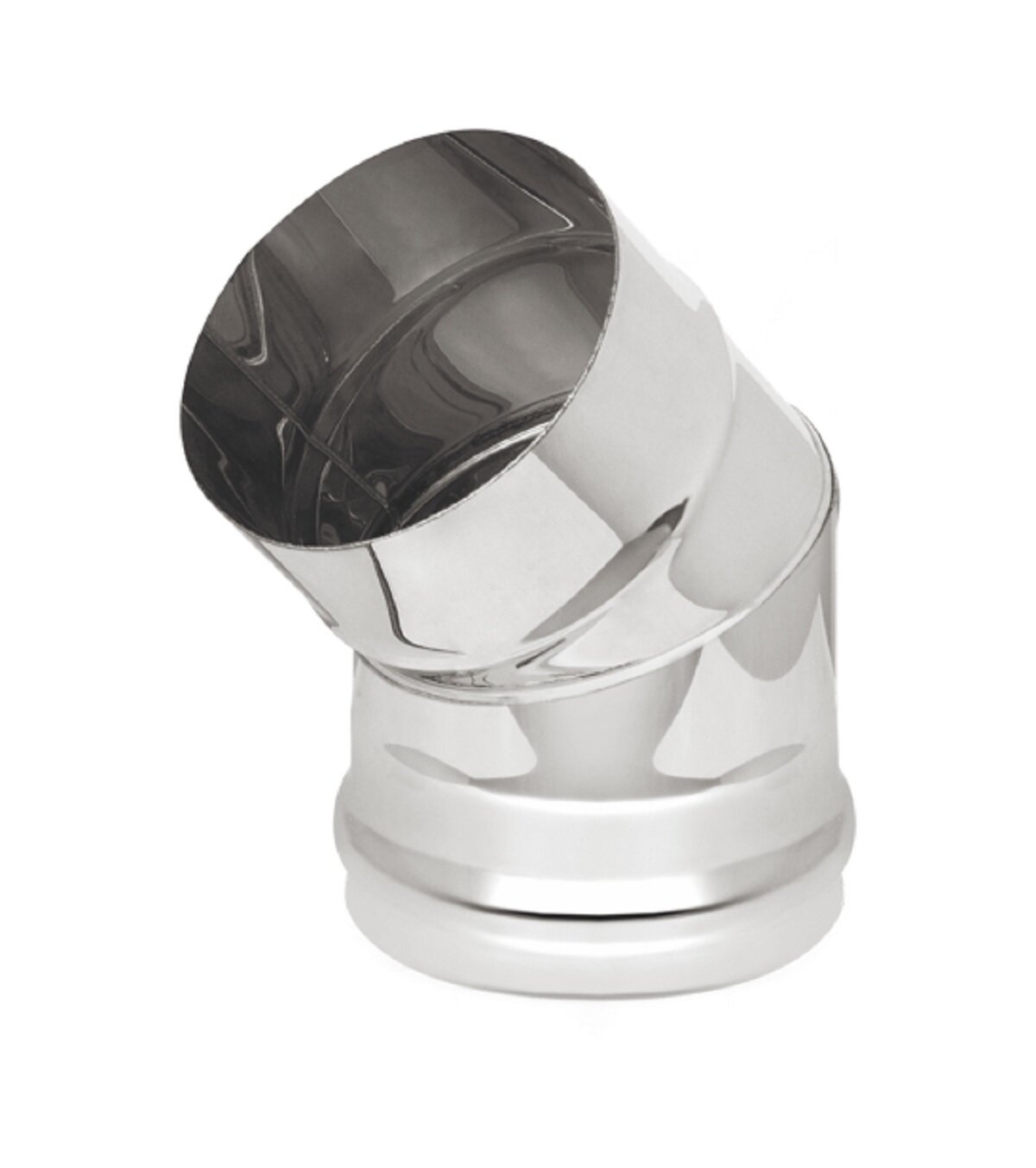 Колено нержавеющая сталь (AISI 430/0,8мм) 45* 3-х секц. диаметр дымохода: 115 мм