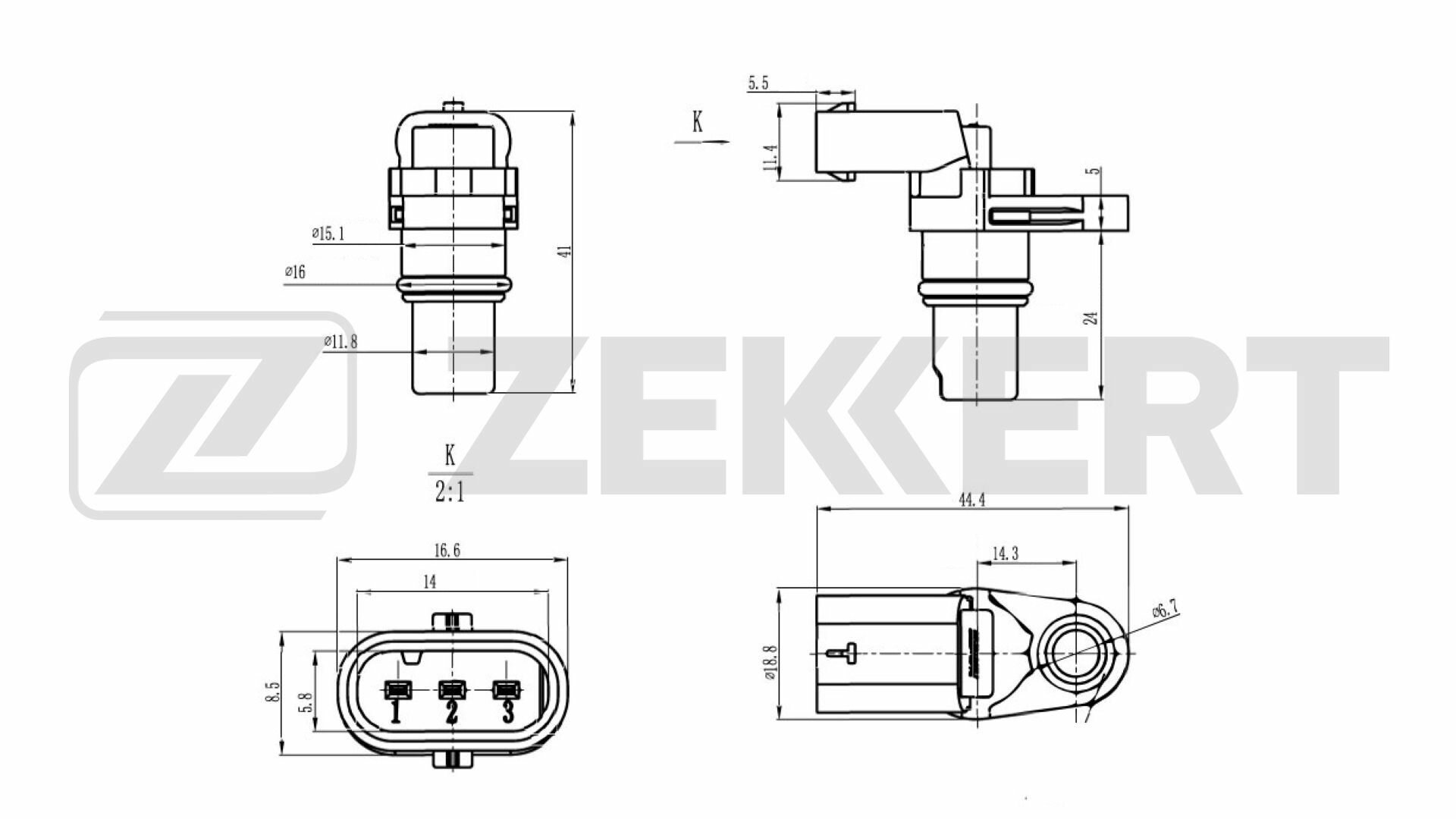 Датчик положения распредвала Skoda Octavia (1Z_) 05-, VW Passat VI, VII 05-, Tiguan 07-, Touareg 06-, Audi A6 III, IV 04-, A4 III 05-