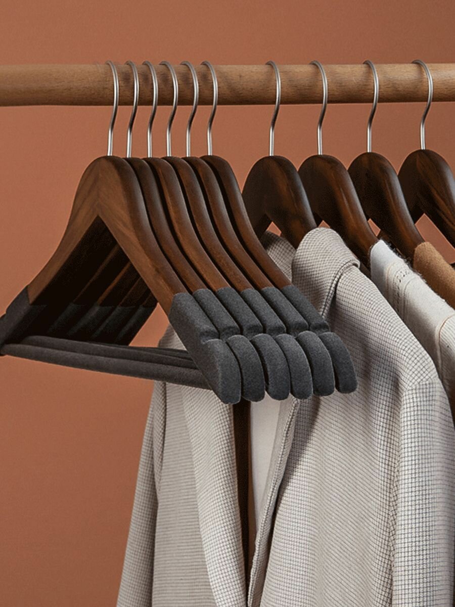 10 шт бархатная вешалка для одежды Деревянные , противоскользящие плечики для одежды,=v=