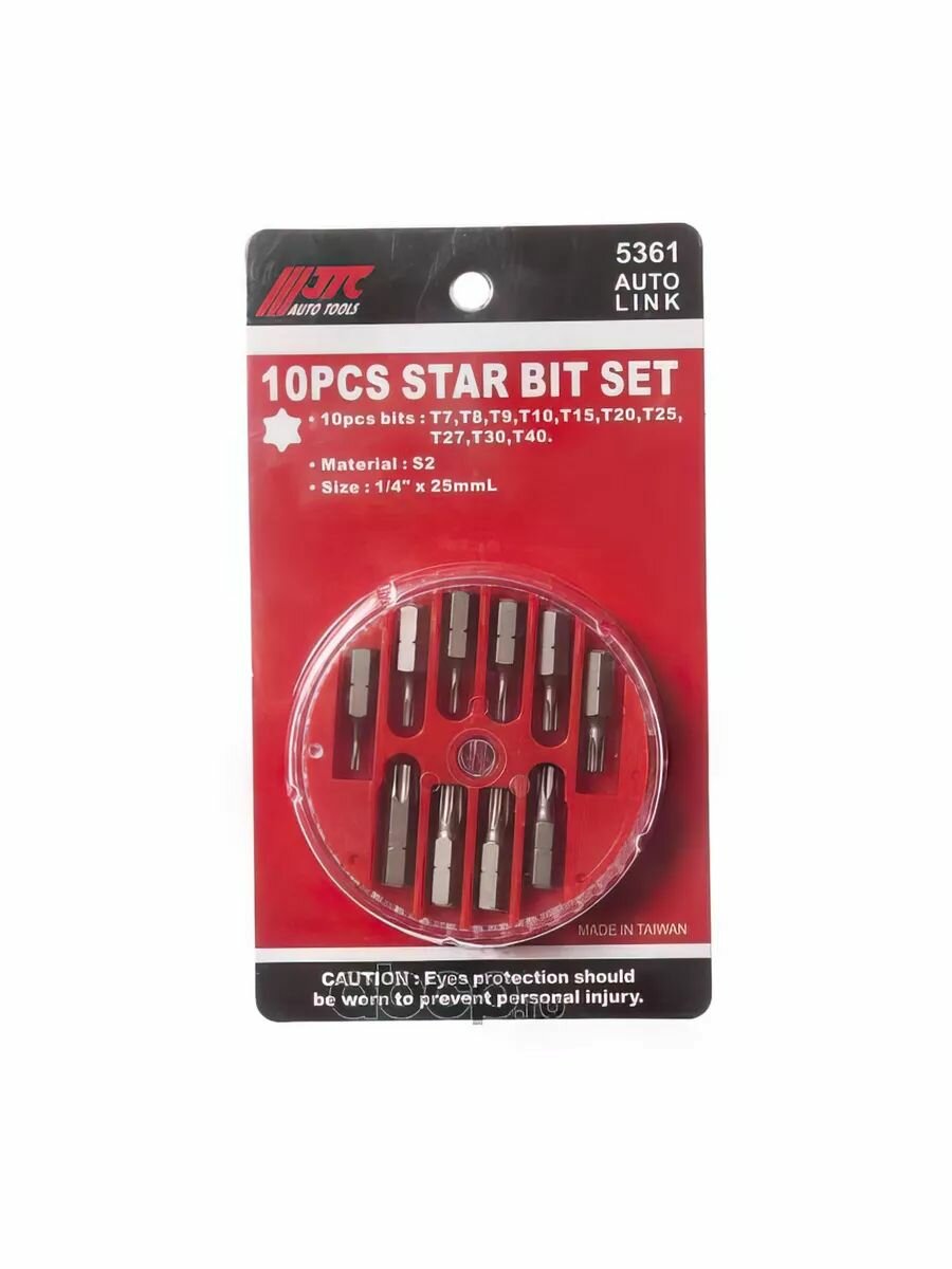Набор бит 1 4" TORX ТТ40 10 предметов в кейсе JTC