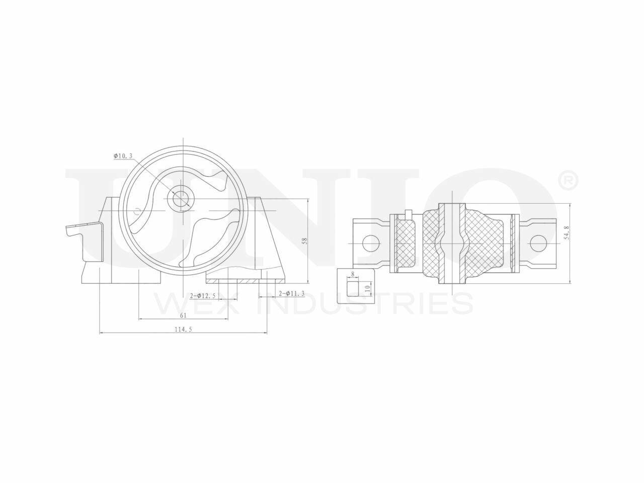 Опора двигателя передняя, для Ниссан Х-Трейл (T30) 02-, Nissan X-Trail 02-, артикул RMP-15082, производителя UNIO