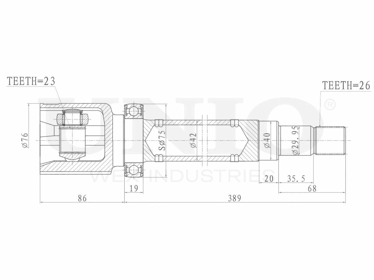 ШРУС внутренний правый (МКПП/АКПП), для Форд Фокус I-III 98-, Симакс 07-, 03-, Ford Focus C-Max 03-, артикул CVJ-30066 производителя UNIO
