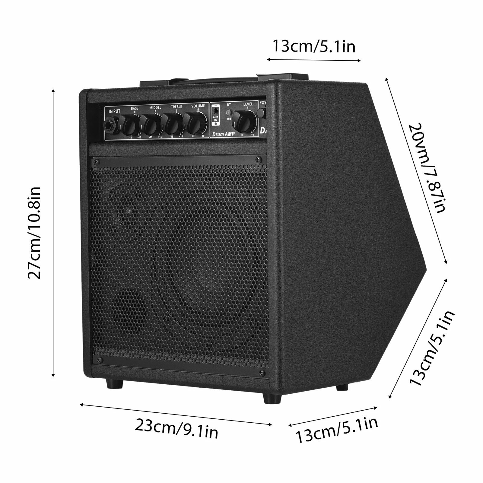 Электронный барабанный динамик Портативный усилитель для барабанов BT для практики Динамик для электрических барабанов Клавиатура Деревянные гитары Домашние репетиции Электронный барабанный усилитель