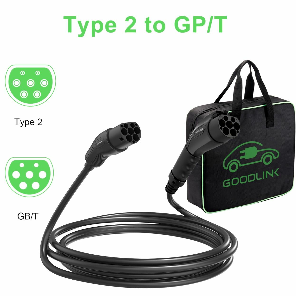 Кабель 6 метров Goodlink Type2 - GBT защита от влаги IP67 32A 7 квт для зарядной станции электромобиля сумка в подарок