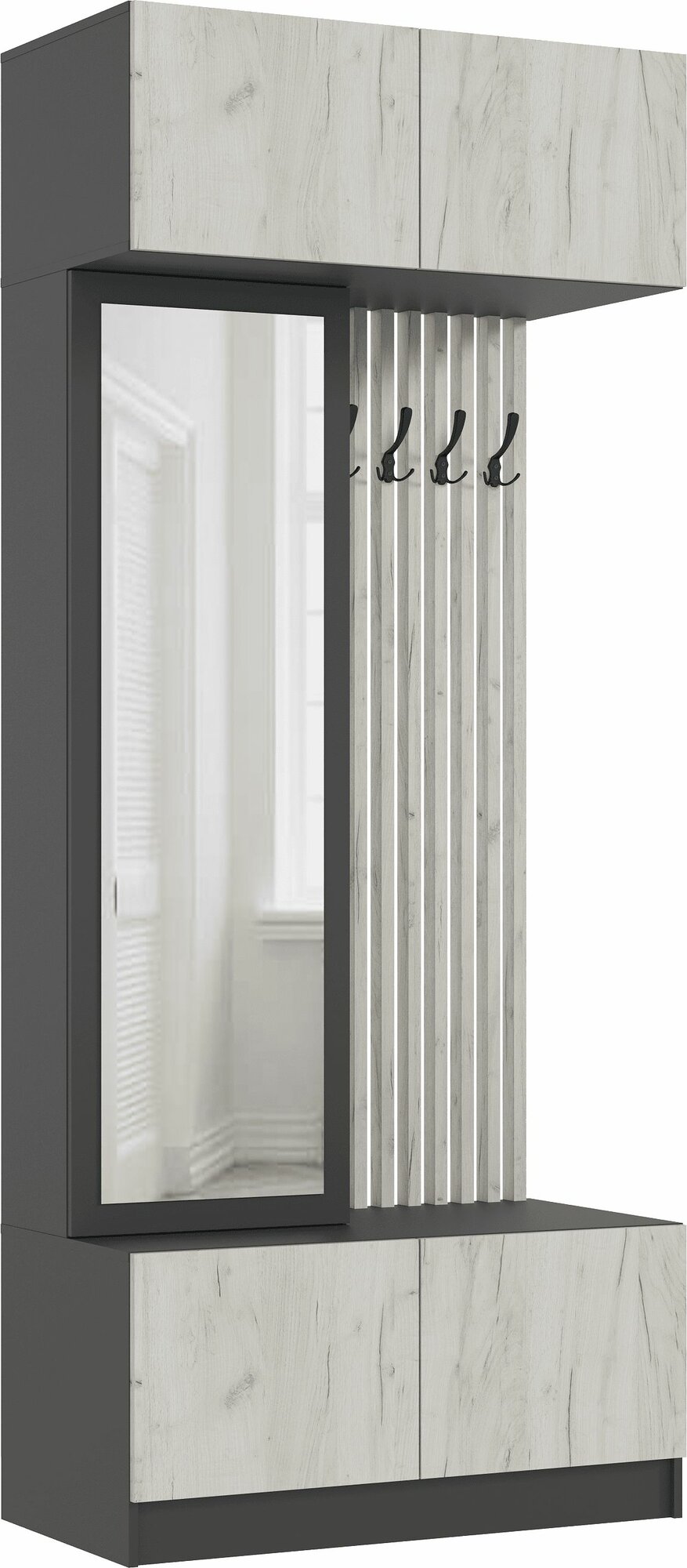 Прихожая Роджинамиф (Графит/Дуб Крафт Белый) (Миф)