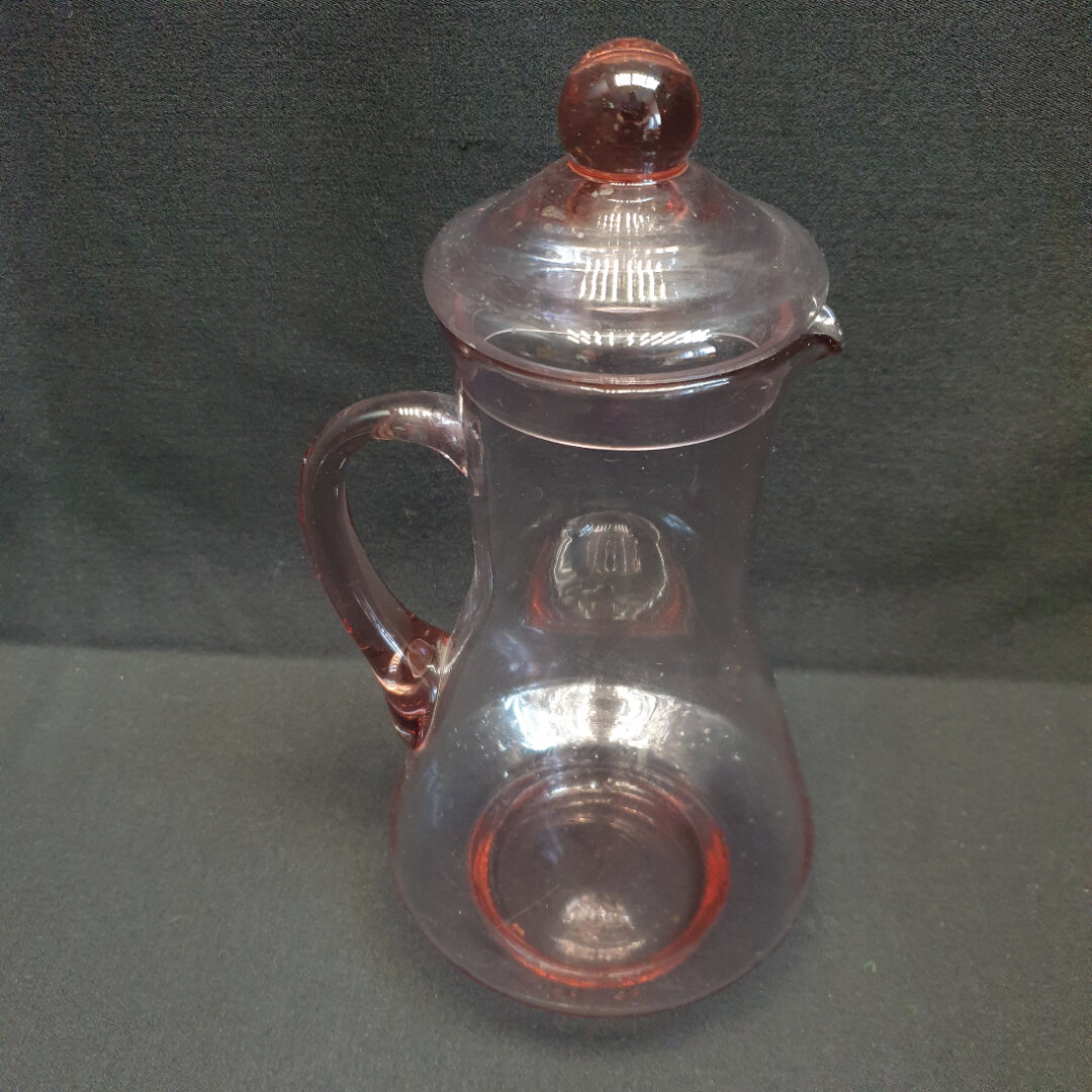 Кувшин с крышкой, цветное стекло. СССР