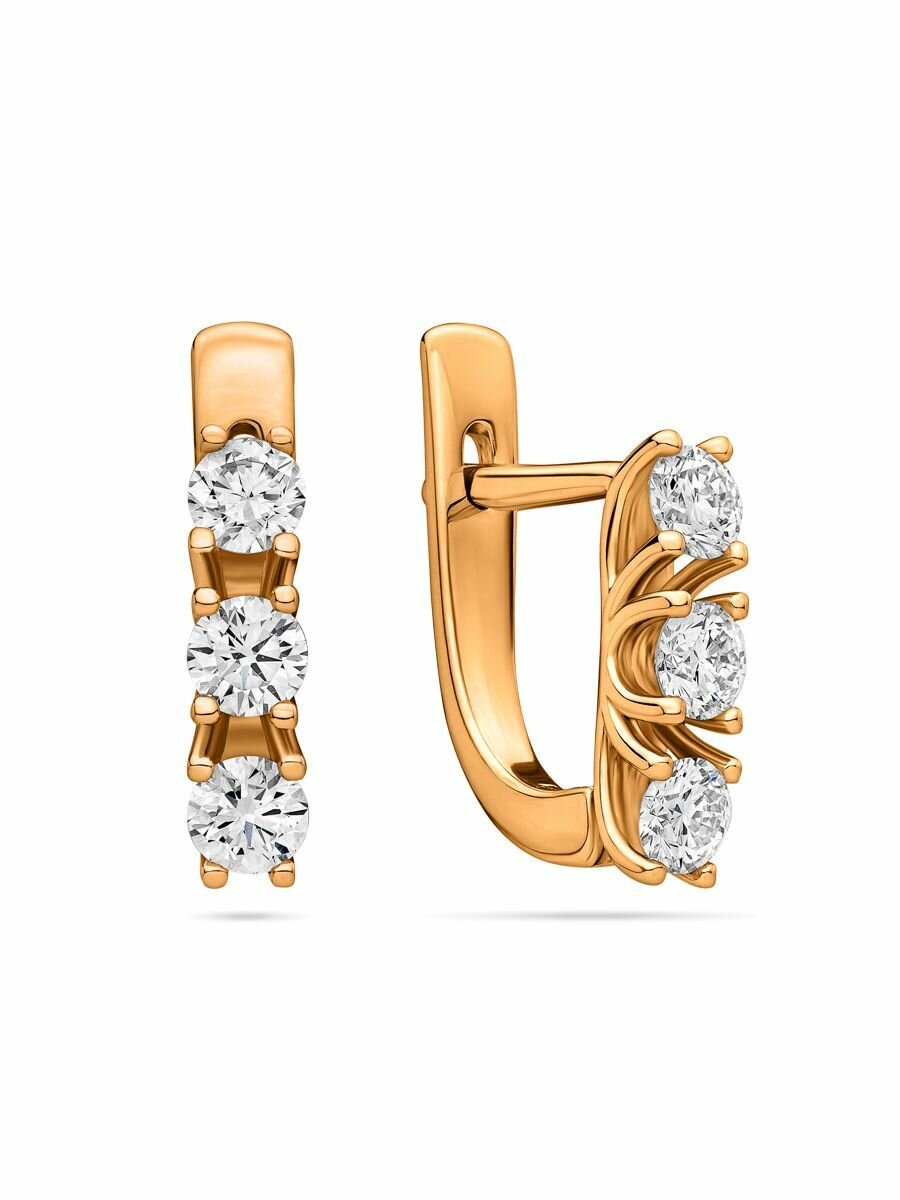 Серьги, красное золото, 585 проба, бриллиант