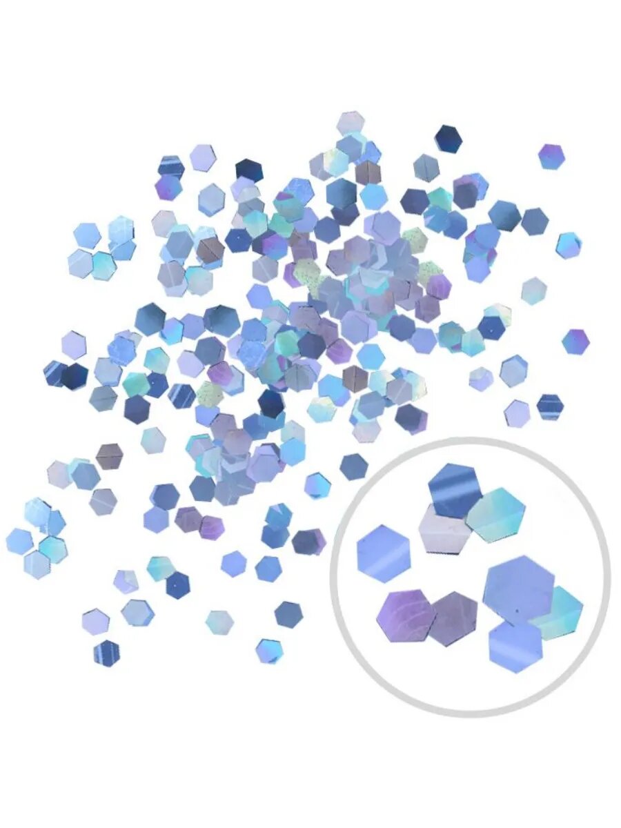 Глиттер "Блестки" лазерный Серебряный (6 мм) / 100 г.