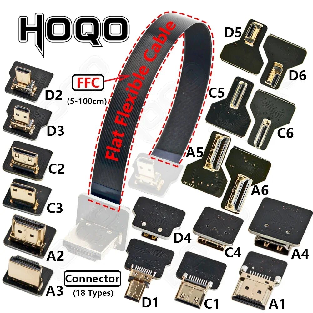HOQO HDMI-совместимый гибкий кабель для Raspberry Pi 4 Only FFC -5cm
