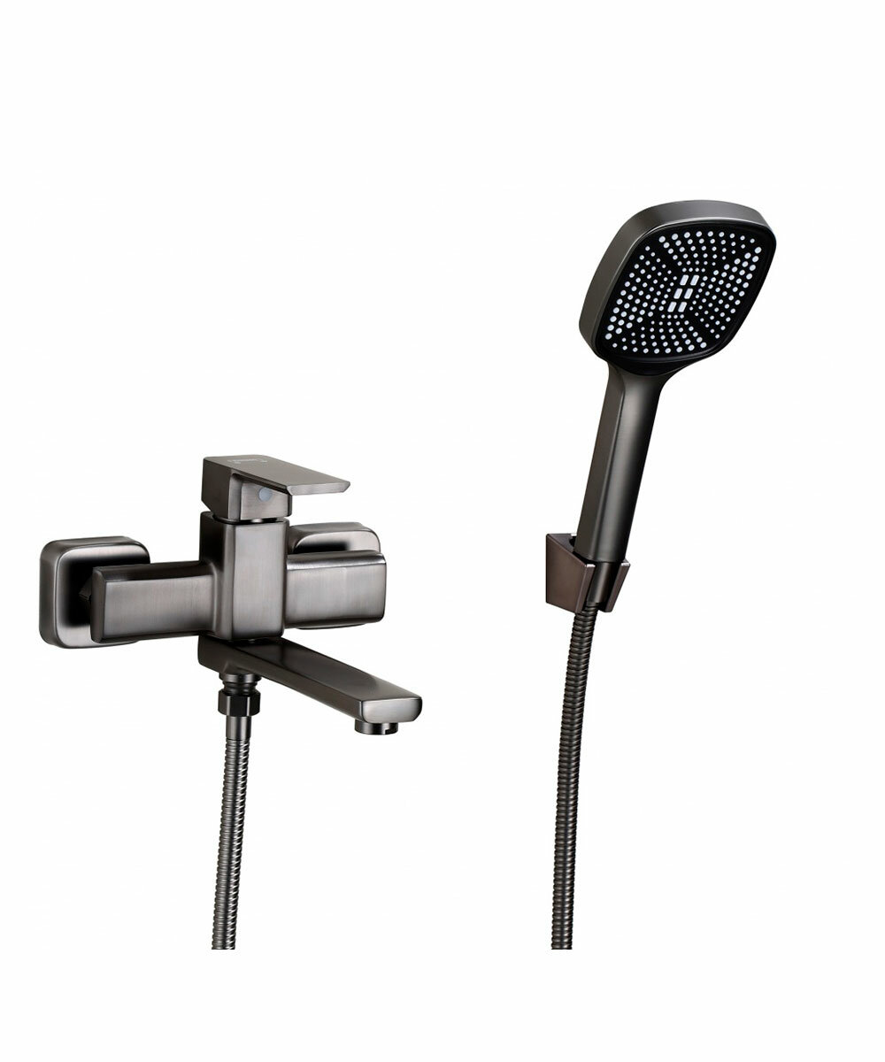 Смеситель для ванны и душа из латуни с лейкой и шлангом от бренда Hansen H30010-P графит