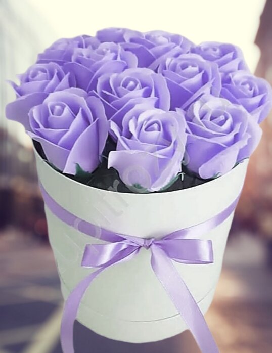 Мыльные розы в стакане, 11 роз, для подарка, цвет сиреневый, высота 19 см