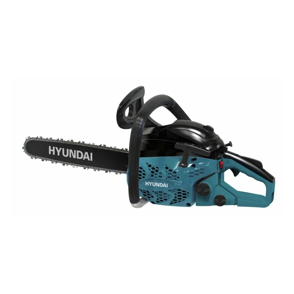 Пила цепная бензиновая Hyundai X 4118, цвет зеленый, мощность 2000Вт, двухтактная
