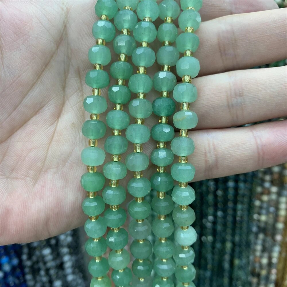 Бусины из натуральной африканской бирюзы 6x8 мм Изумрудный, Green Aventurine