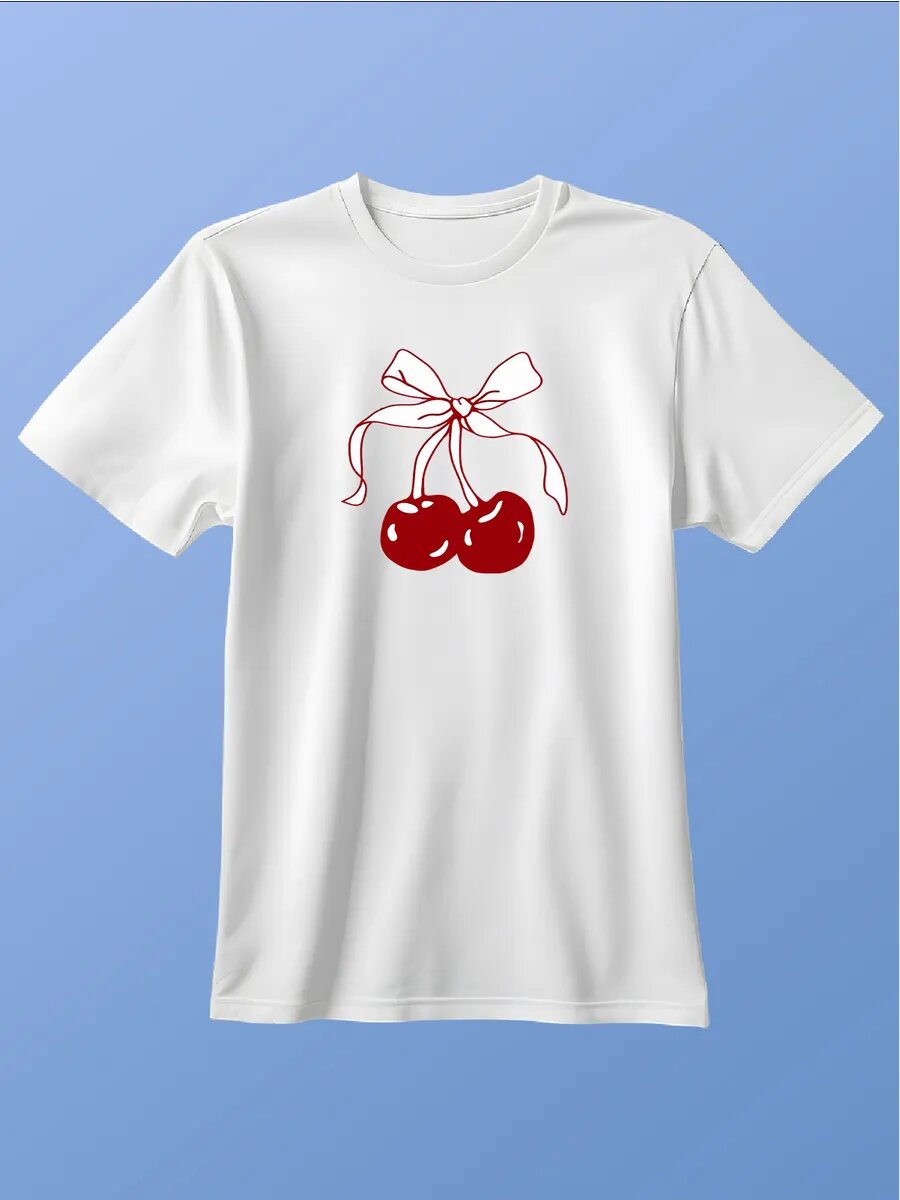 Футболка бант с вишней