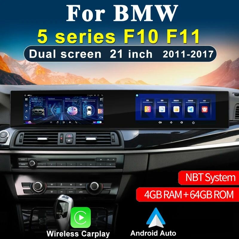 Speed Snavi Для BMW 5 Series F10 F11 F12 13-17 Год NBT 4+64GB Автомагнитола С 24.1 Дюймов Экран Carplay 2 Din Магнитола