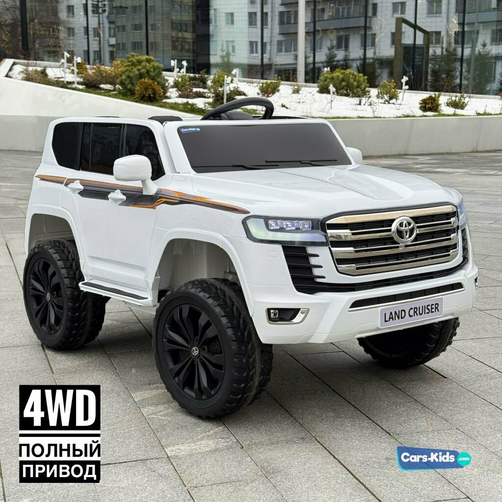 Детский электромобиль Toyota LC300 L999LL 12V 4WD белый, пульт для родителей