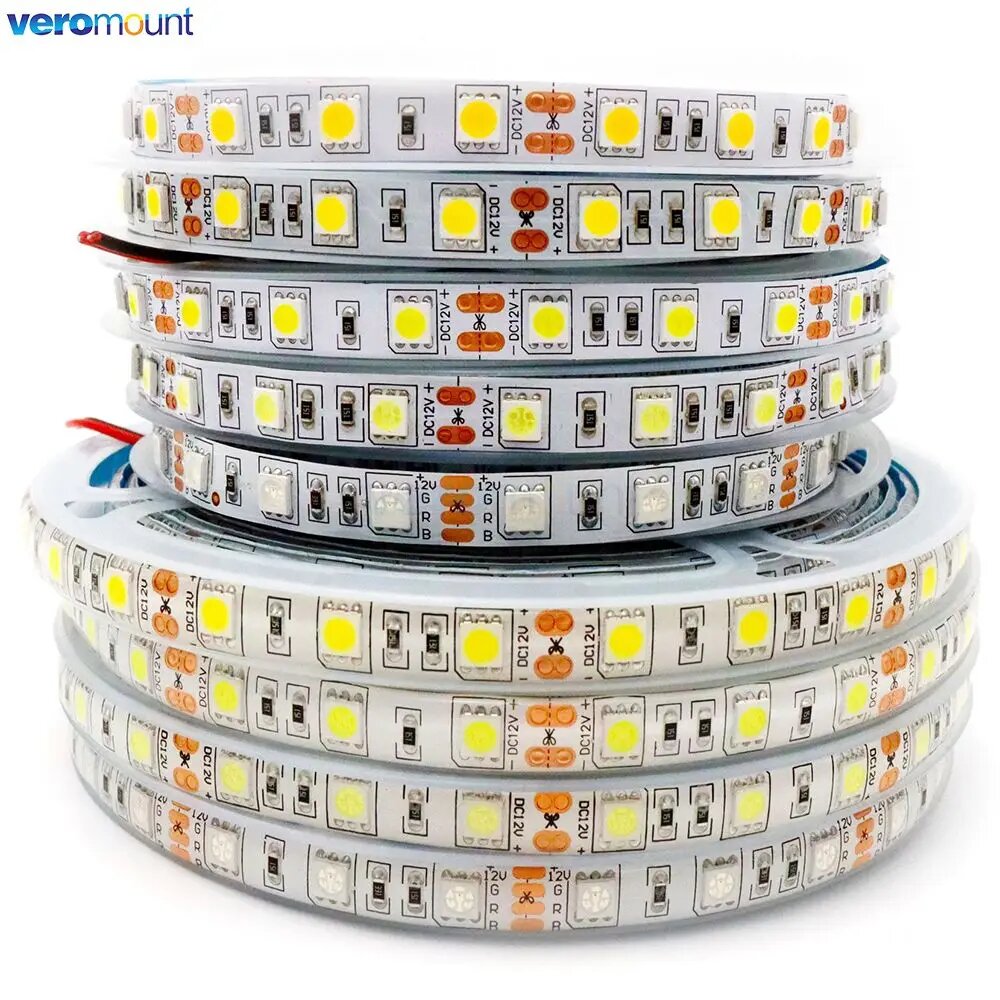 RGB светодиодная лента 5м, Cool White 6500K, 5V, IP20