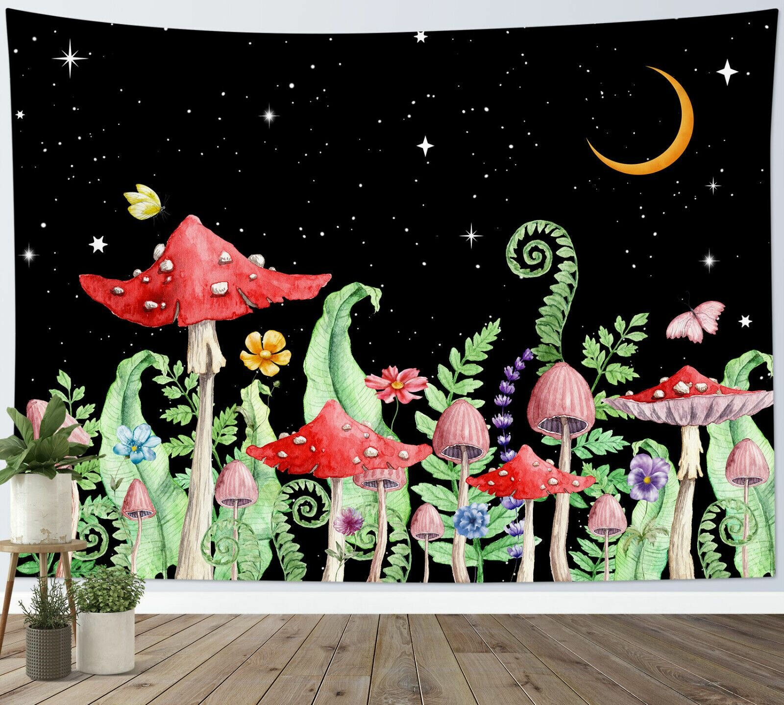 Гобелен Тропическое растение цветочное красное гриб