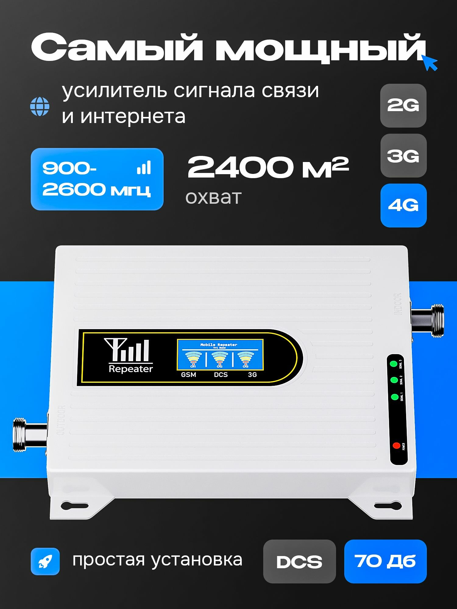 Усилитель сигнала сотовой связи и мобильного интернета для дачи репитер 4g gsm USS3-4