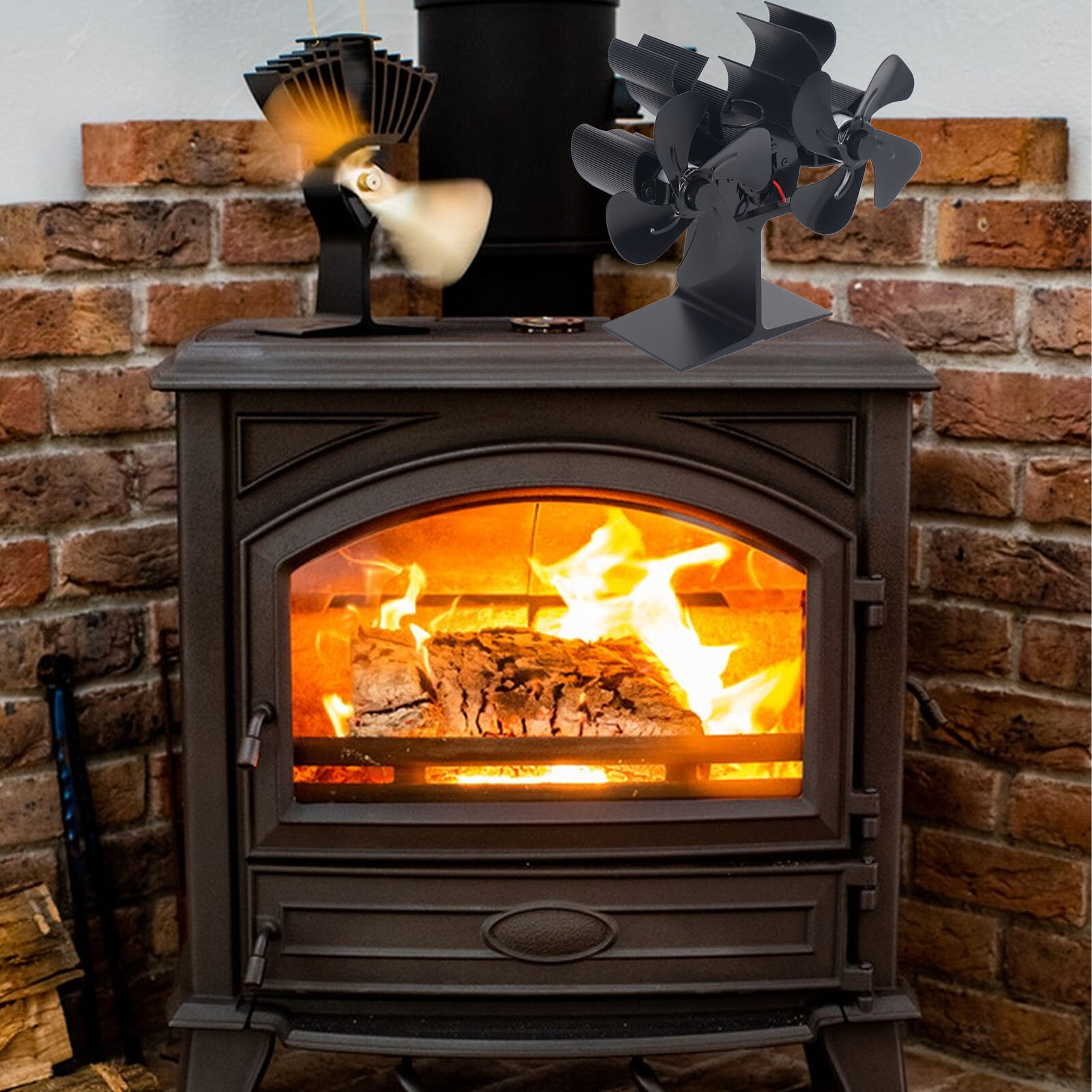 Вентилятор для дровяной печи с 8 лопастями на тепловом приводе Вентилятор для печи Самозапускающаяся дровяная печь Вентилятор для камина