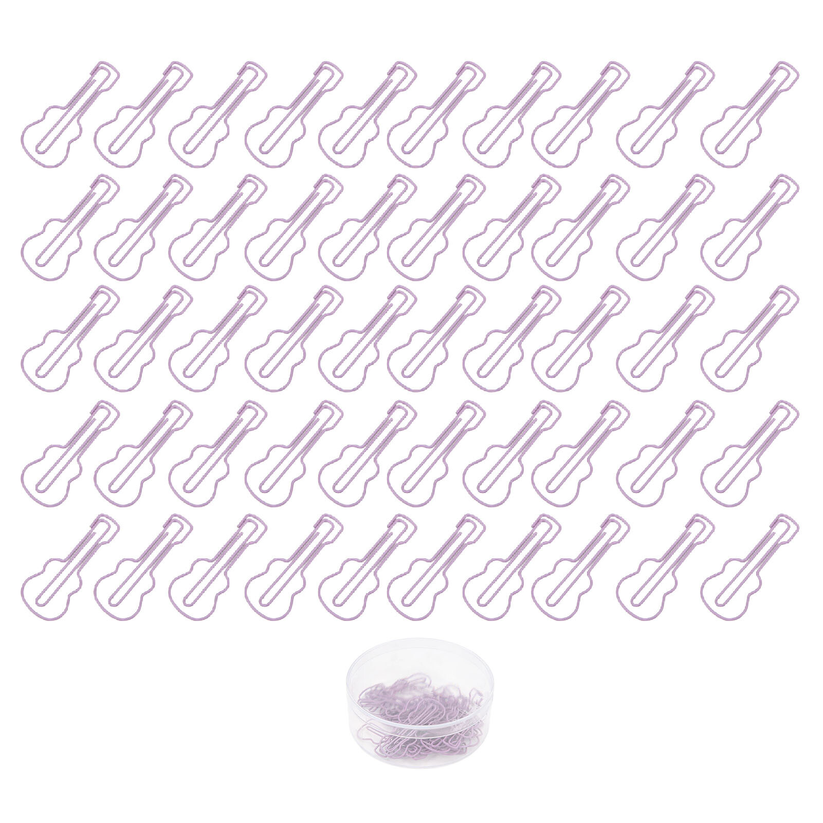 50 шт. фиолетовых офисных скрепок в форме гитары, портативный декоративный зажим-скрепка в форме гитары