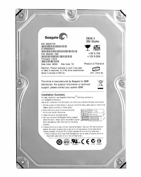 Жесткий диск Seagate ST3250820ACE 250Gb 7200 IDE 3.5" HDD