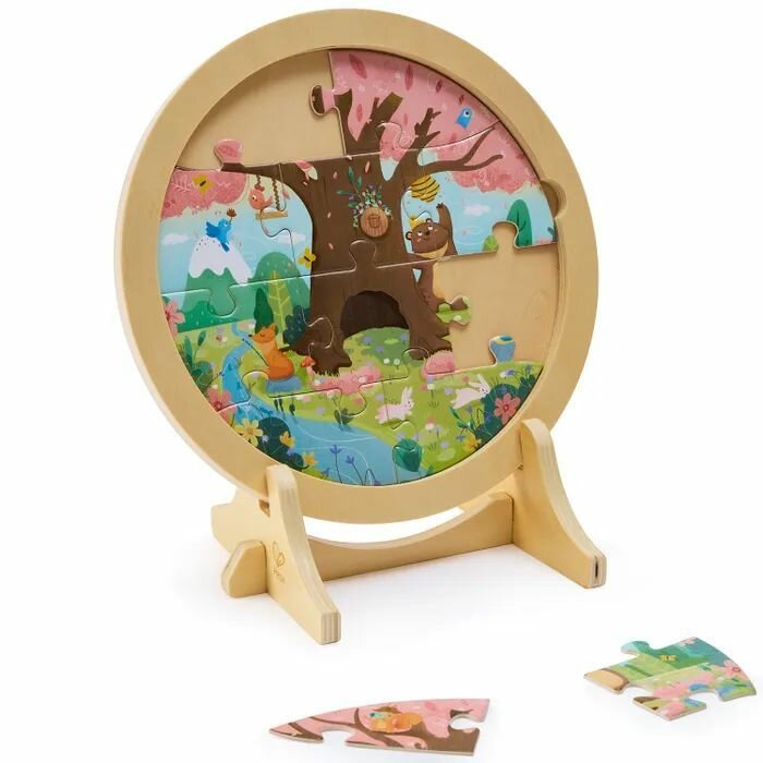 Hape Пазлы Времена Года Серия "Умняша" 4 картины с подставкой