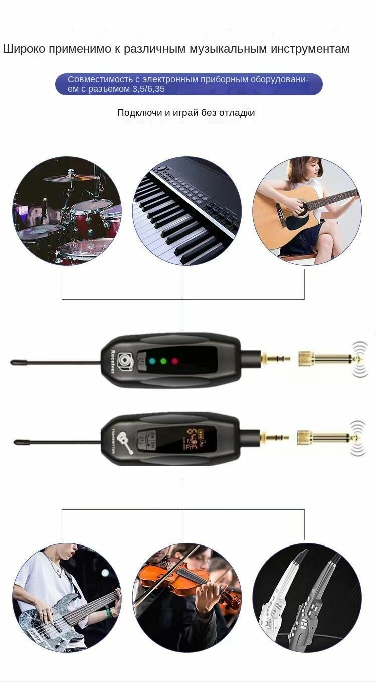 Беспроводная радиосистема цифровая для электрогитары TR-U1, оборудованной звукоснимателями, радиоприёмник для гитары, гитарный кабель, подходит для акустической guitar, не вокальная система AZ