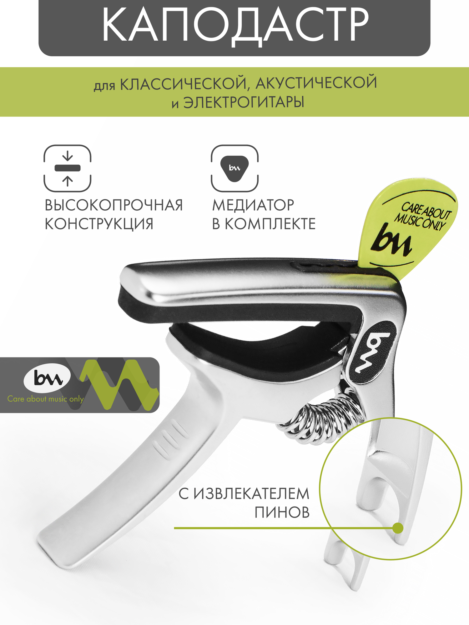 Каподастр для гитары Bagandmusic BM, капо для разных типов гитар