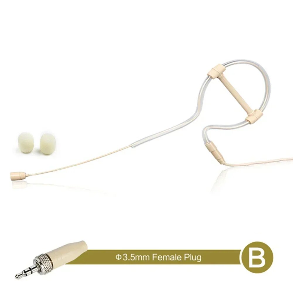 Beige Single Earhook Headset Microphone